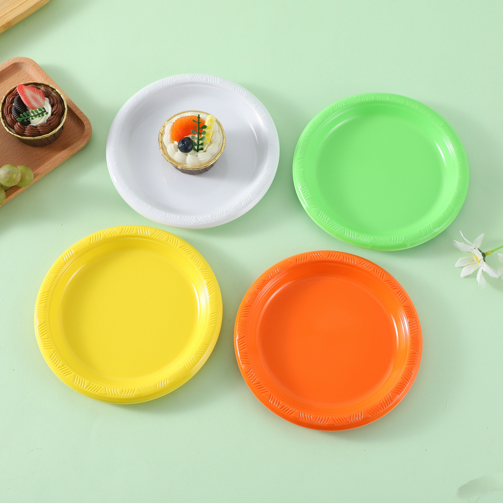 4681 Disposable Round Plastic Plate (Colorful) - fannesthome